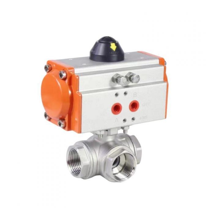 ISO 5211 Pneumatic Actuator Three Way Ball Valve T/L Type with 30-Day ...