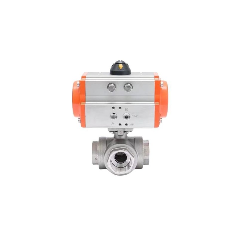 1 Inch Pneumatic Actuator Hygienic Ball Valve with Tee Type Channel and ...